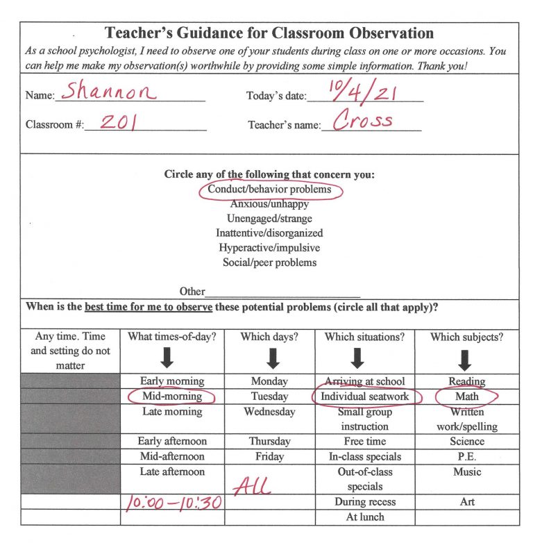 Student Observations – Social-Emotional Assessment in Schools